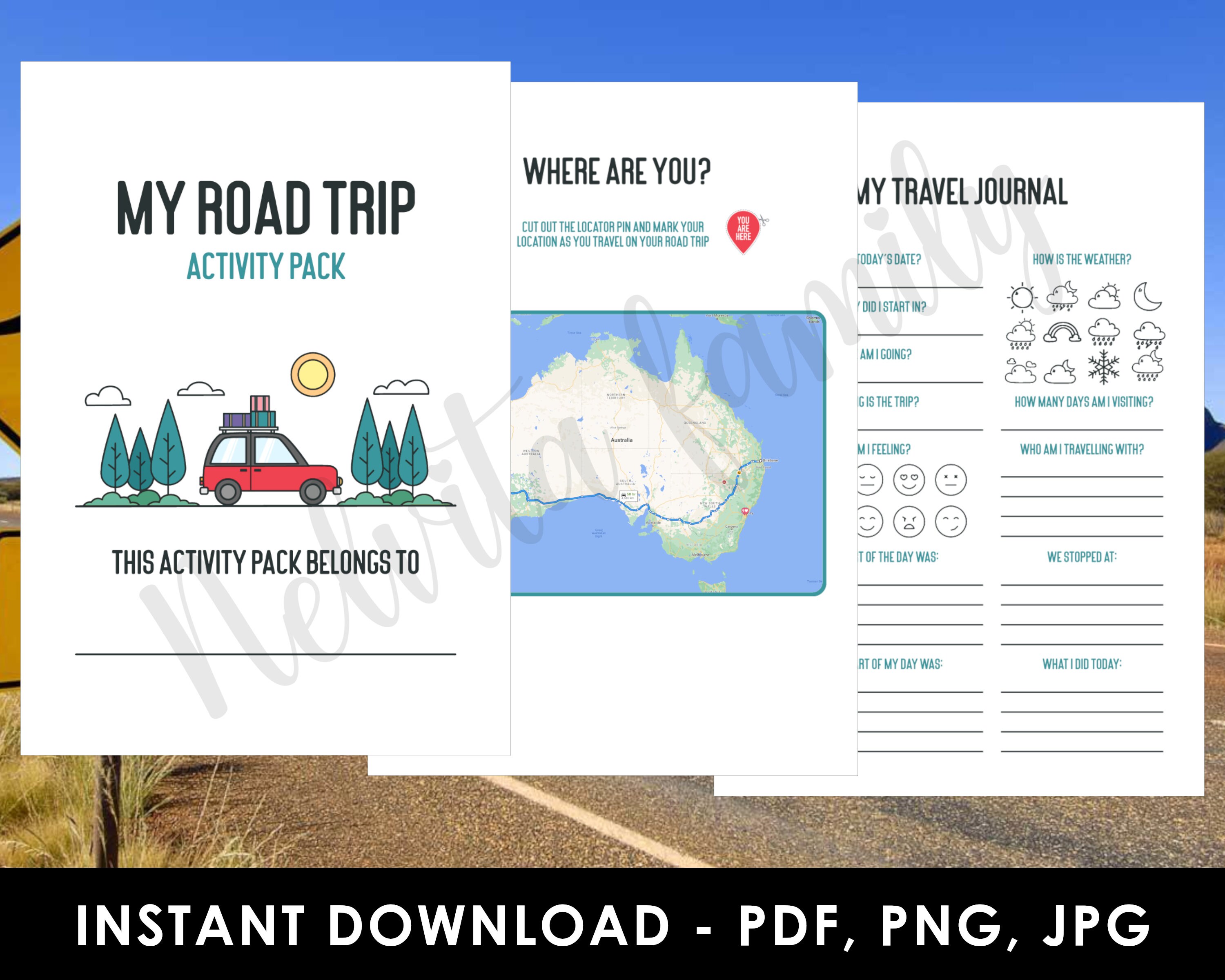 Road Trip / Travel Activity Set for Kids Downloadable PDF JPG PNG ...