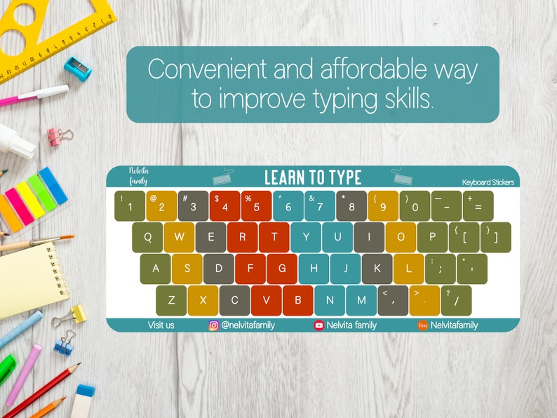 VINTAGE Touch Typing Stickers for Kids - Learn to Type With Fun and ...