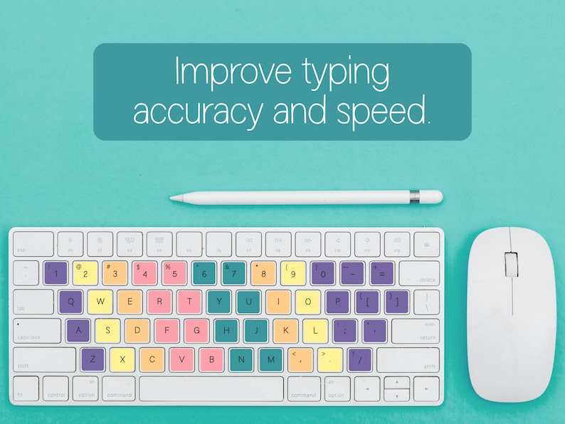 Pastel Rainbow Touch Typing Stickers for Kids - Learn to Type With Fun ...