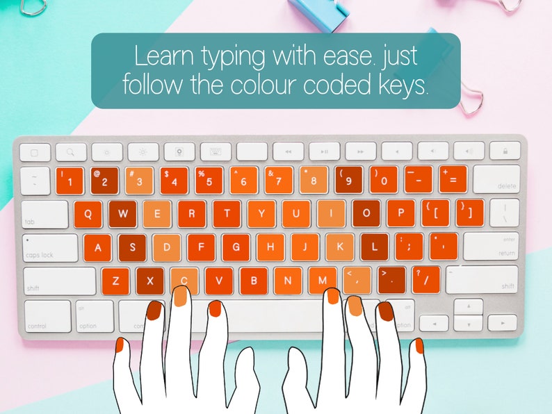 JUICY ORANGE Touch Typing Stickers for Kids - Learn to Type With Fun ...
