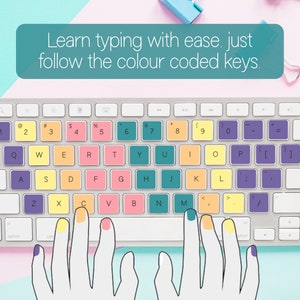 Pastel Rainbow Touch Typing Stickers for Kids - Learn to Type With Fun ...