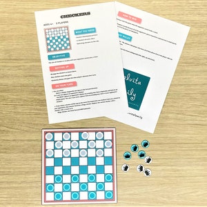 Instant Download Checkers Board Game Printable PDF - Etsy