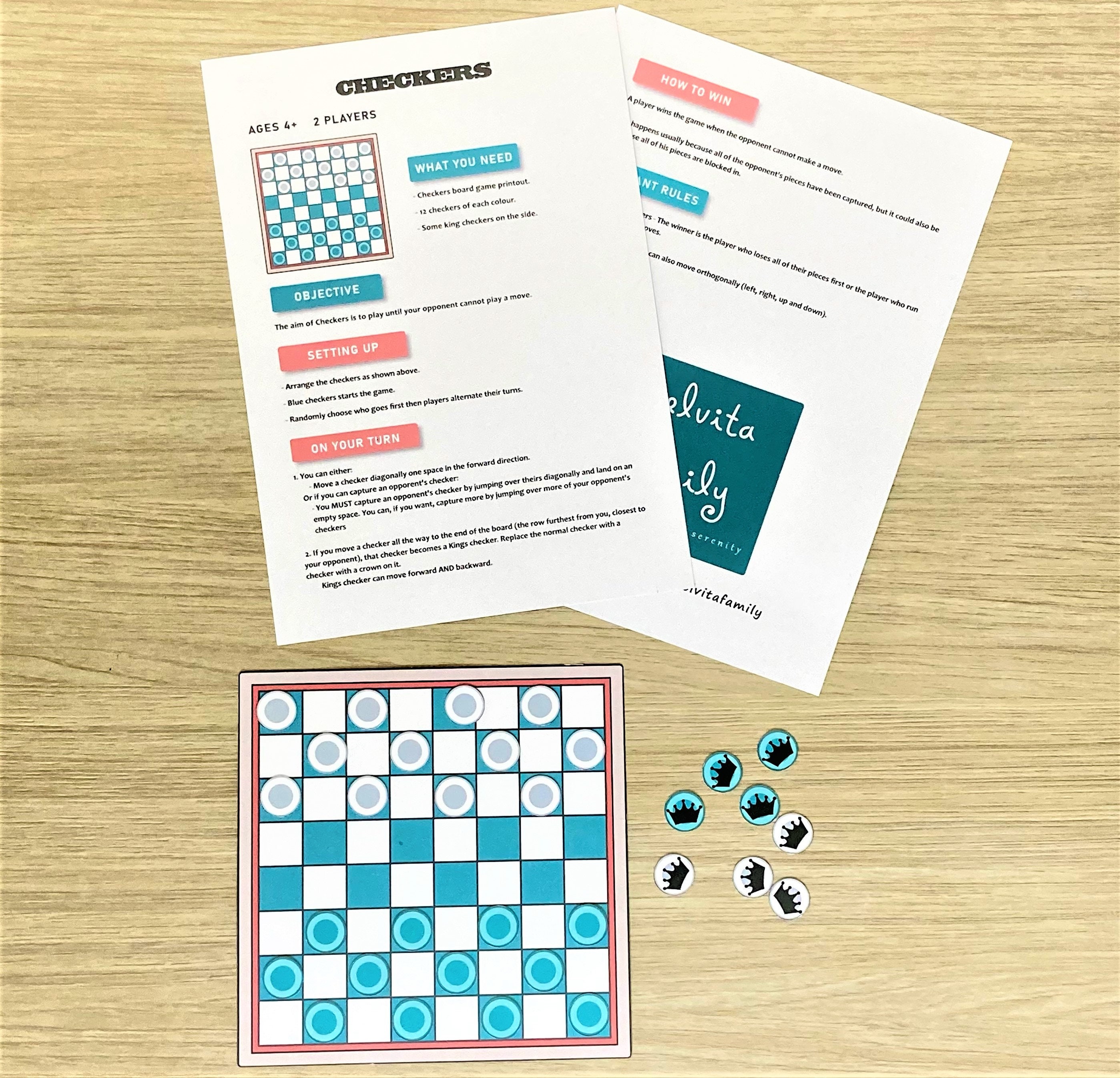 Instant Download Checkers Board Game Printable PDF - Etsy Australia
