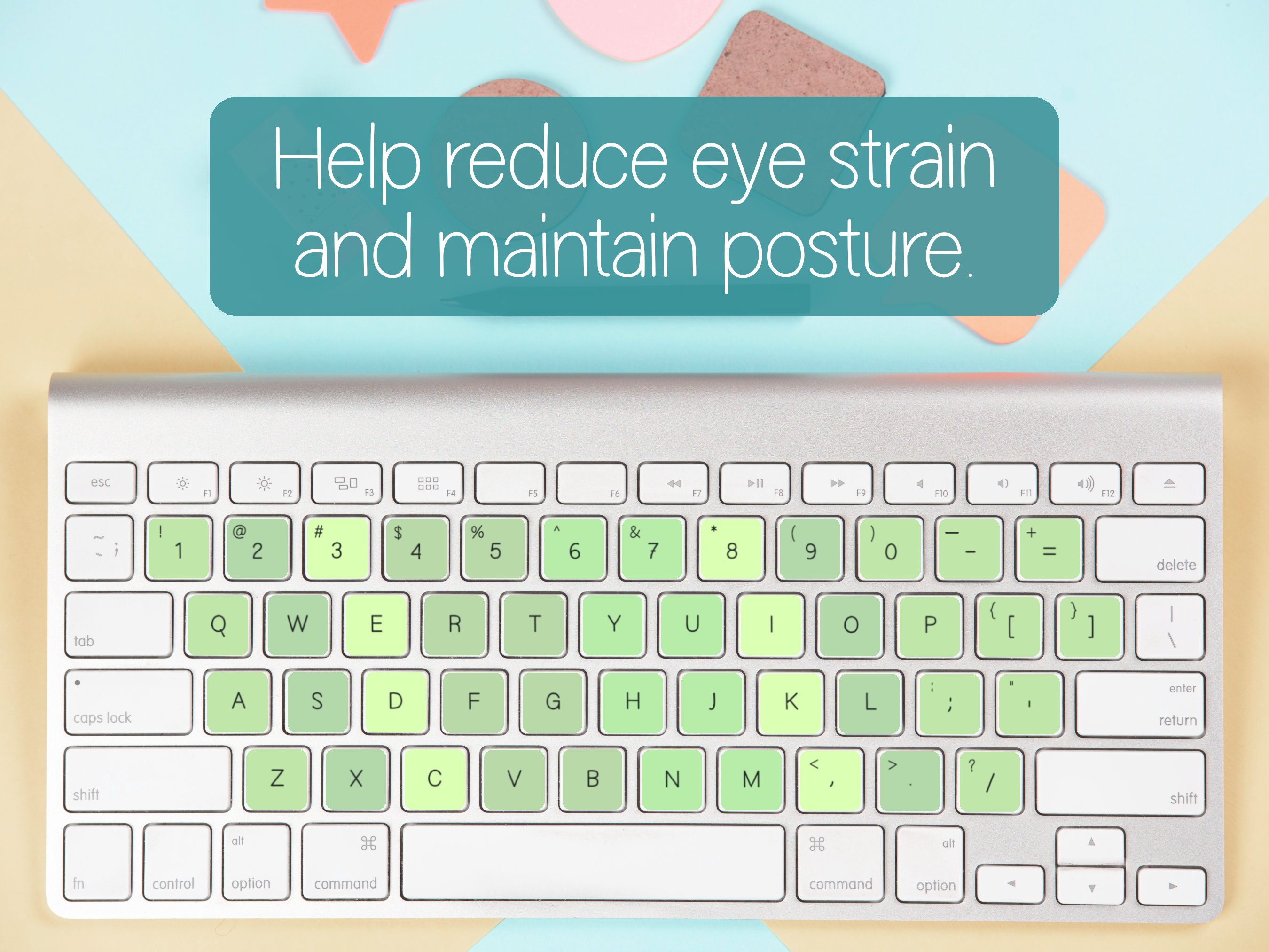 SPRING GREEN Touch Typing Stickers for Kids - Learn to Type With Fun ...