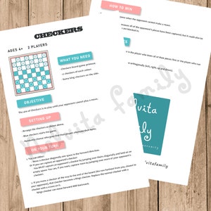 Instant Download Checkers Board Game Printable PDF - Etsy