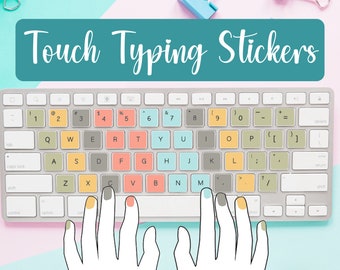 NEON PARTY Touch Typing Stickers for Kids - Learn to Type With Fun and ...