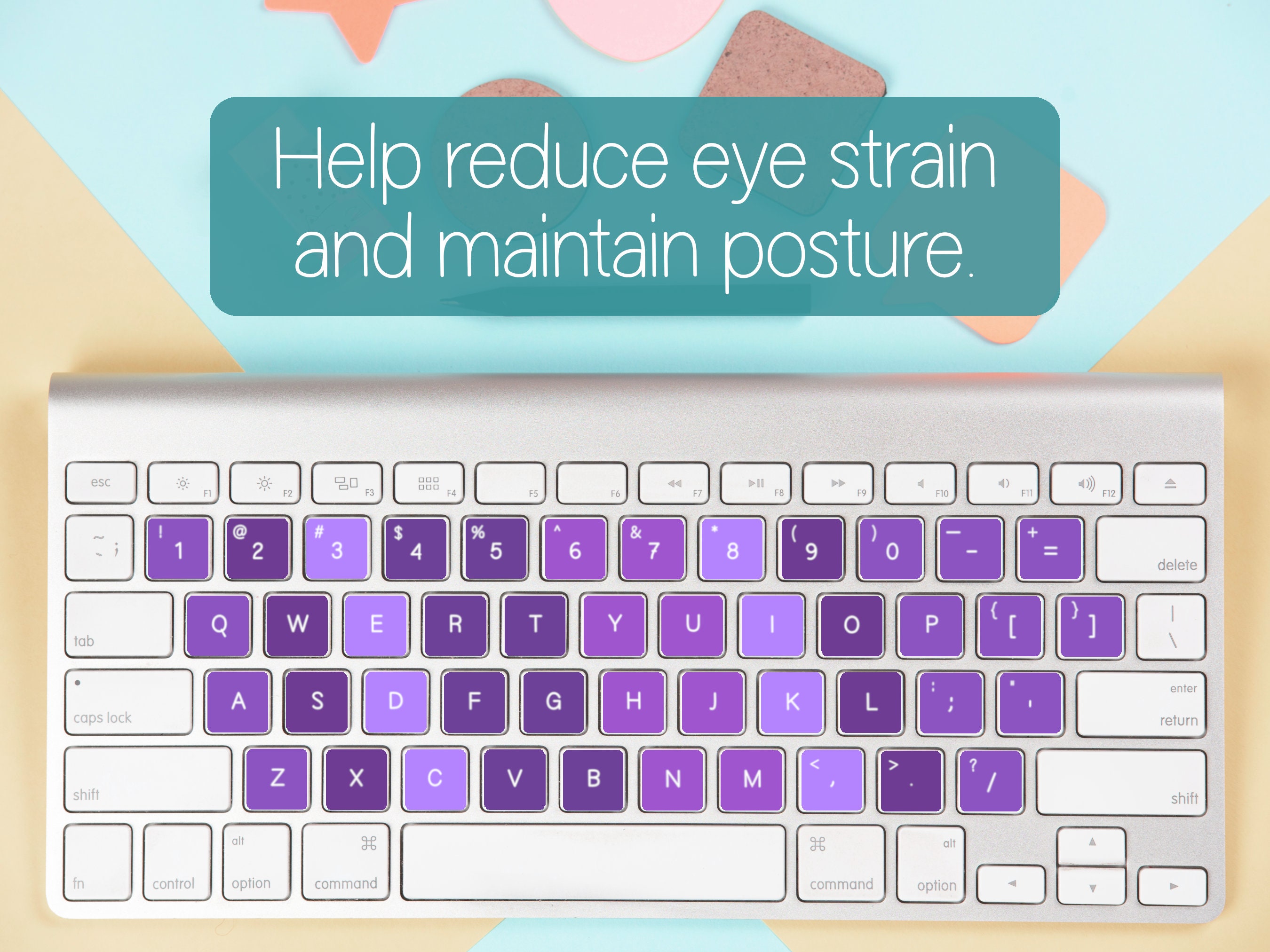 GRAPE PURPLE Touch Typing Stickers for Kids Learn to Type With Fun and ...