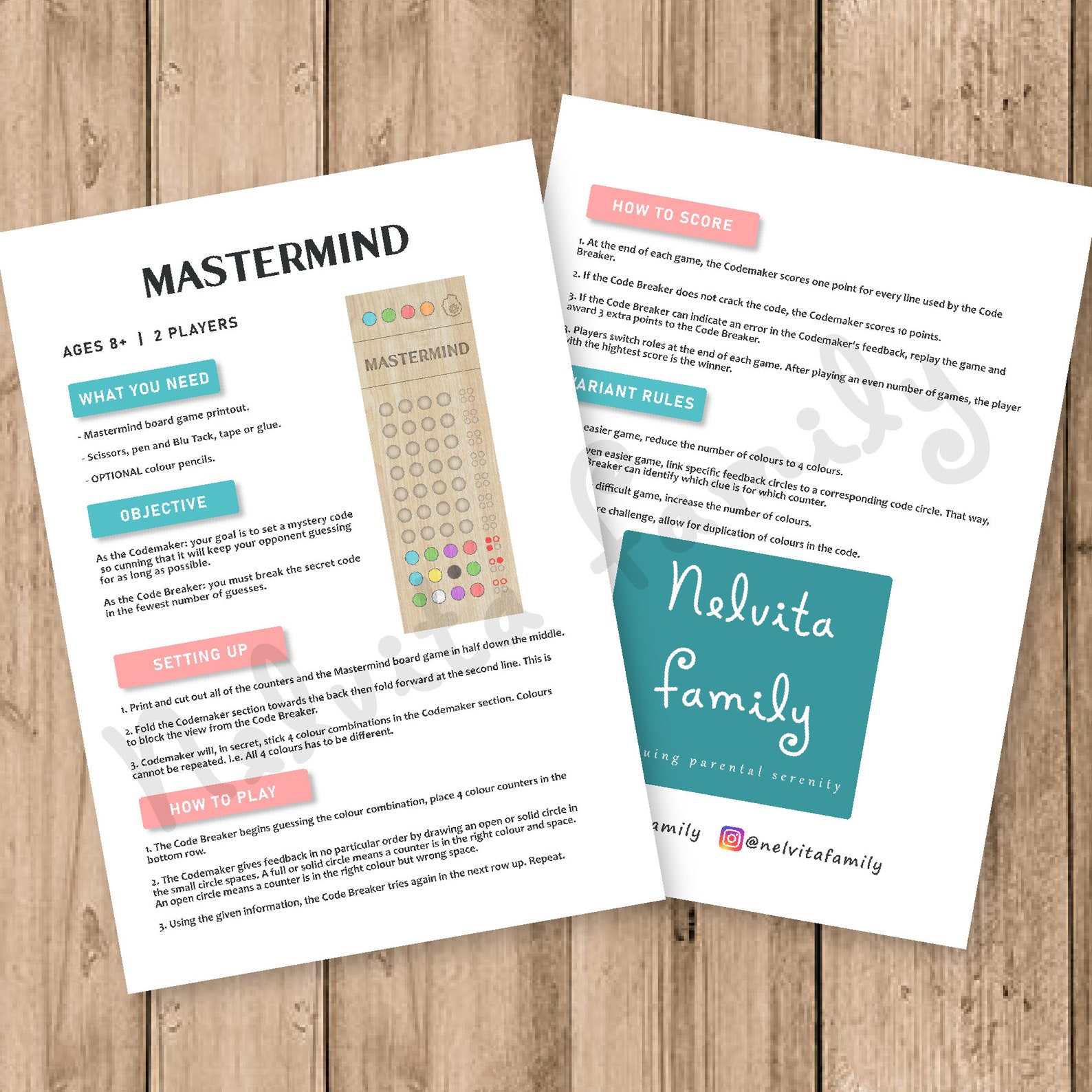 Instant Download Mastermind Board Game Printable PDF - Etsy