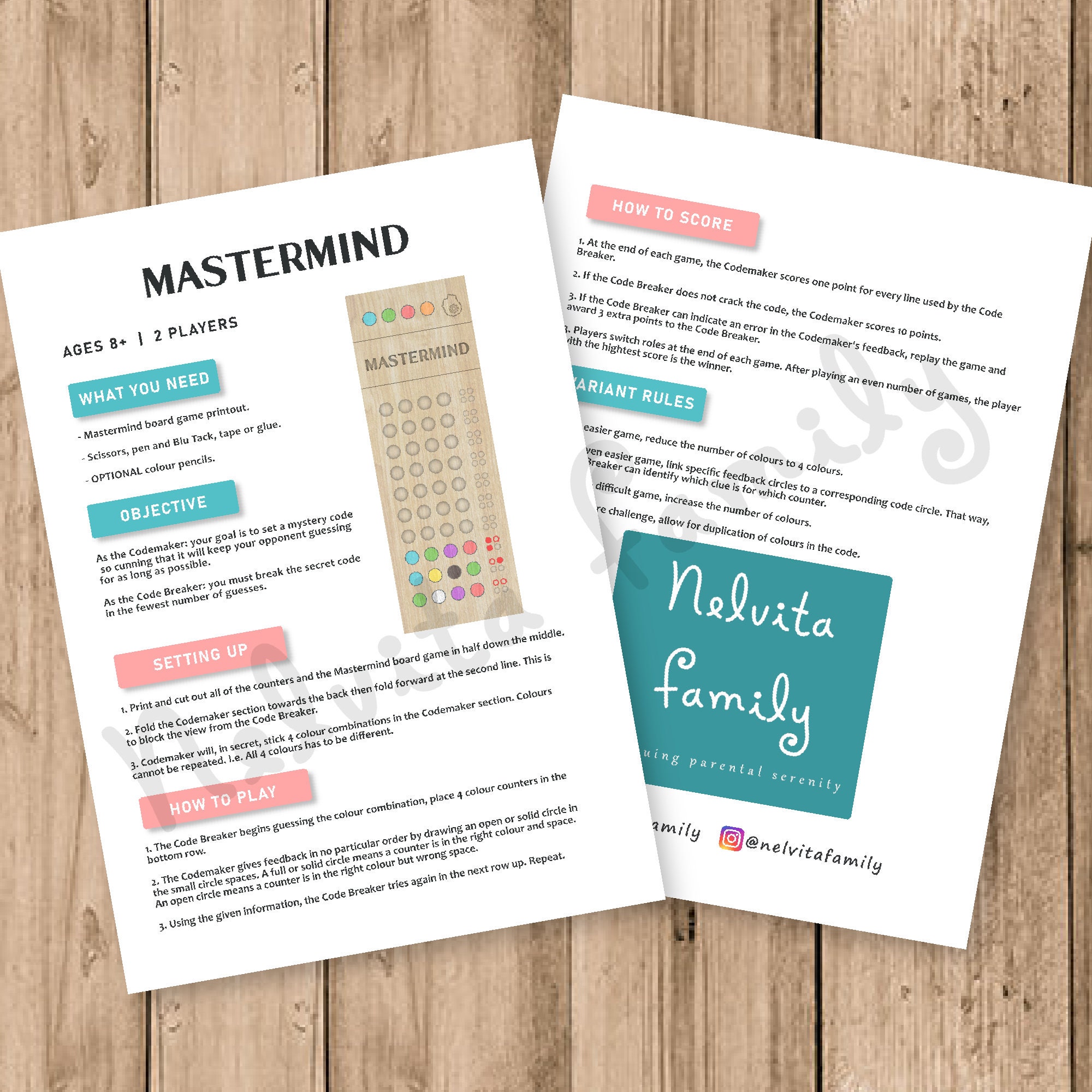 Instant Download Mastermind Board Game Printable PDF - Etsy