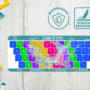 NEON PARTY Touch Typing Stickers for Kids - Learn to Type With Fun and ...