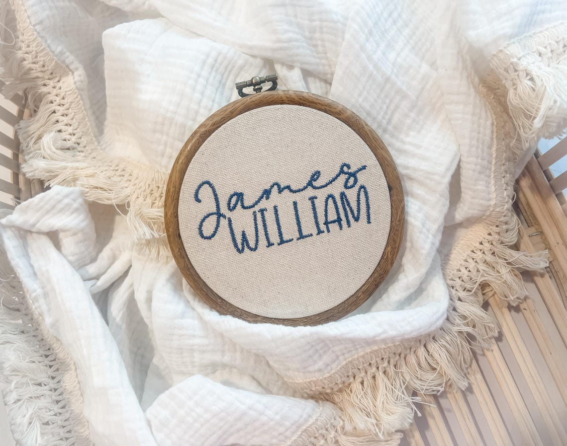 Personalized Baby Name Sign: Embroidered Nursery Decor, 5-inch Hoop - Etsy