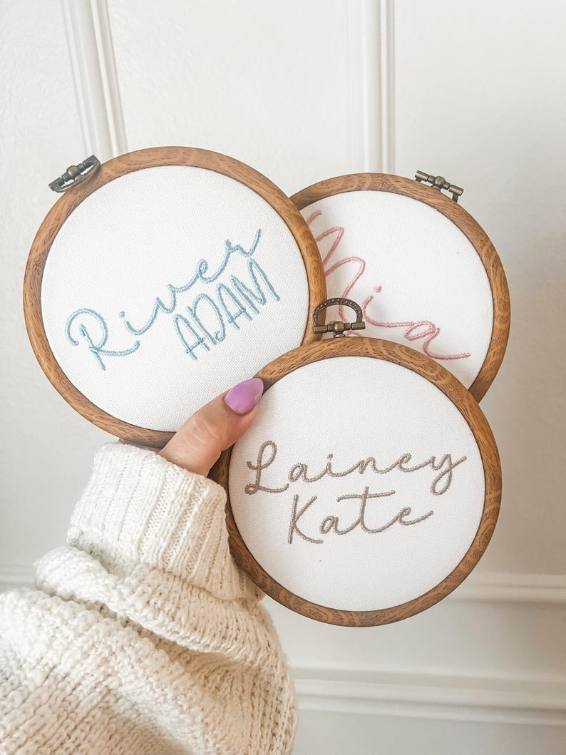 Personalized Baby Name Sign: Floral Embroidered Hoop, Newborn Keepsake ...