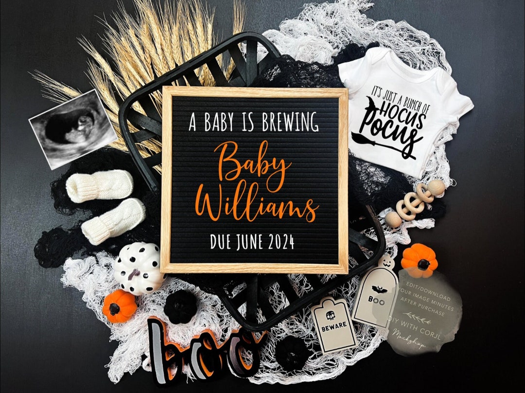 Editable Template / Halloween Pregnancy Announcement / Social Media ...