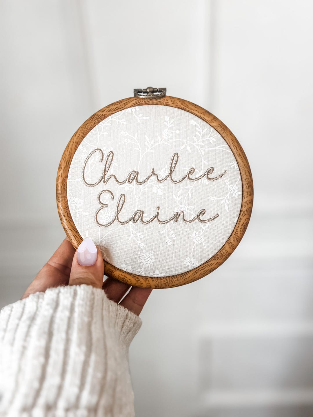 Personalized Embroidered Baby Name Sign: Pretty Vintage Floral - Etsy