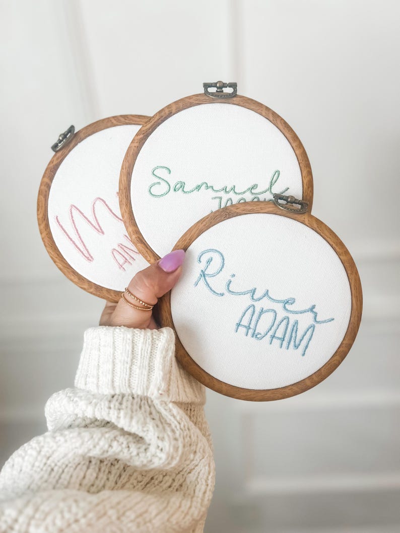 Personalized Baby Name Sign: Floral Embroidered Hoop, Newborn Keepsake ...