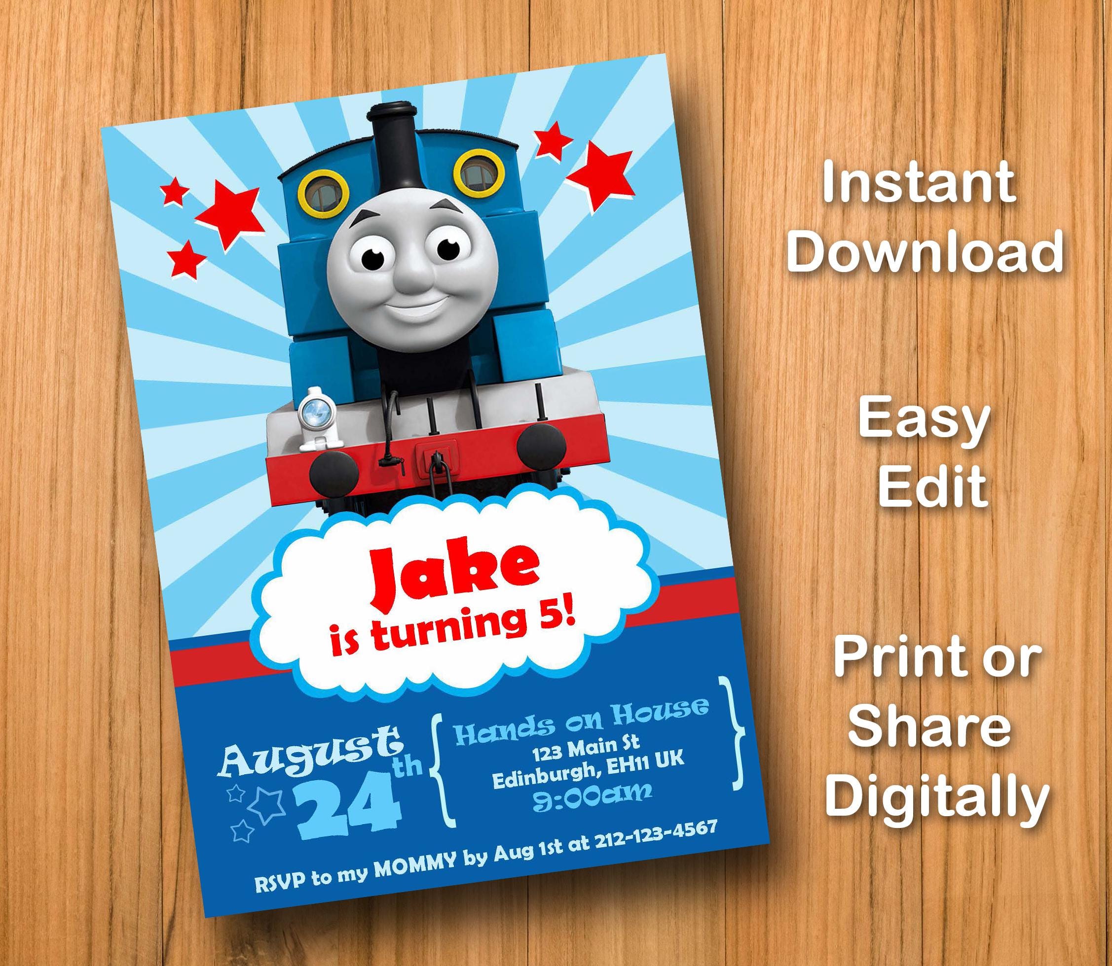 Thomas the Train Birthday Invitation | Thomas the Train Invitation ...