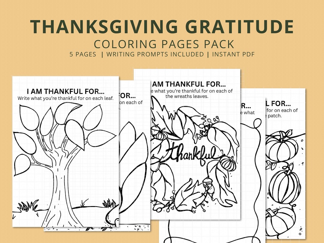 Thanksgiving Gratitude Coloring Pages for Kids | Fall Printable ...