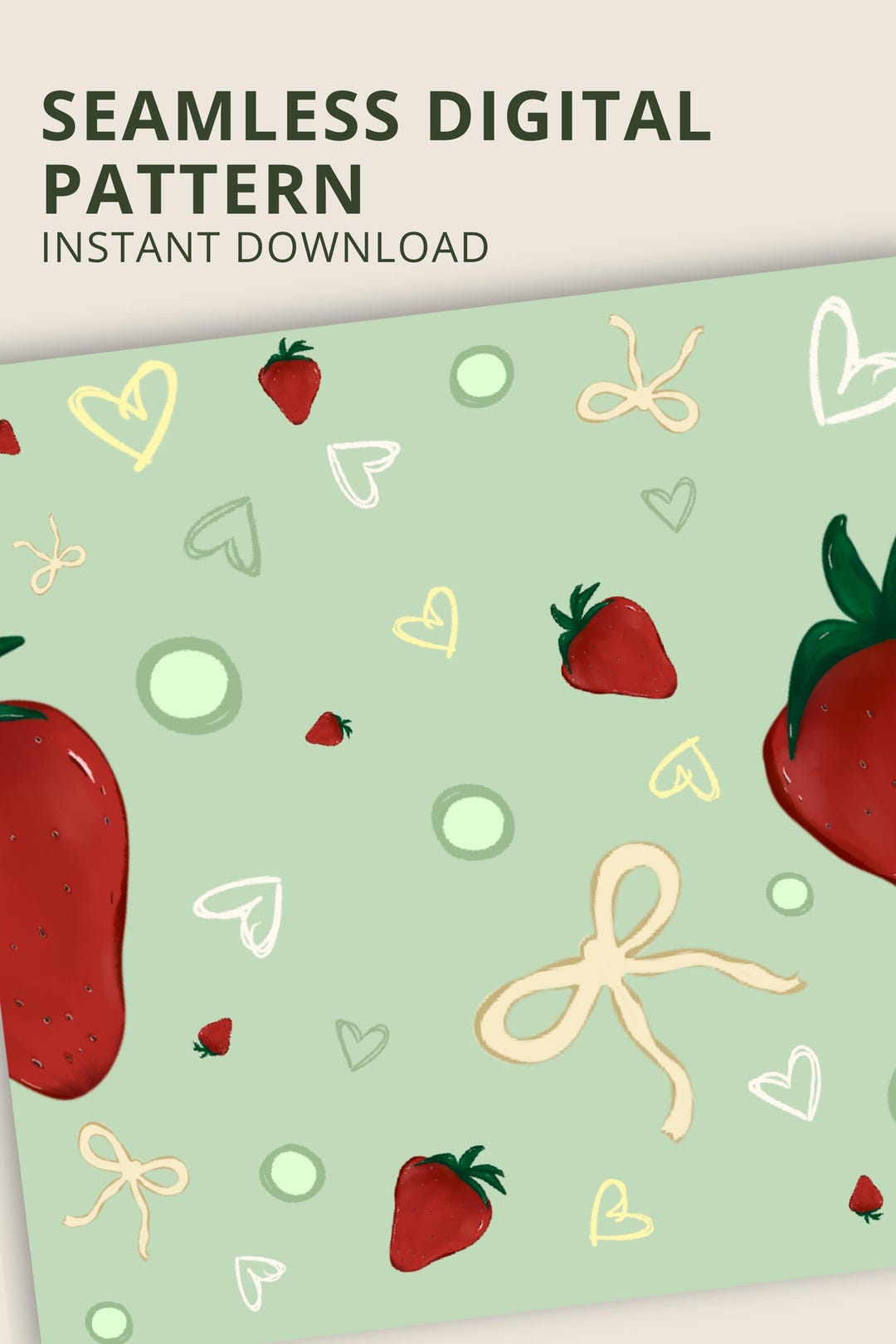 Strawberry Pattern Digital Paper: Whimsical Cottagecore Design (JPEG ...