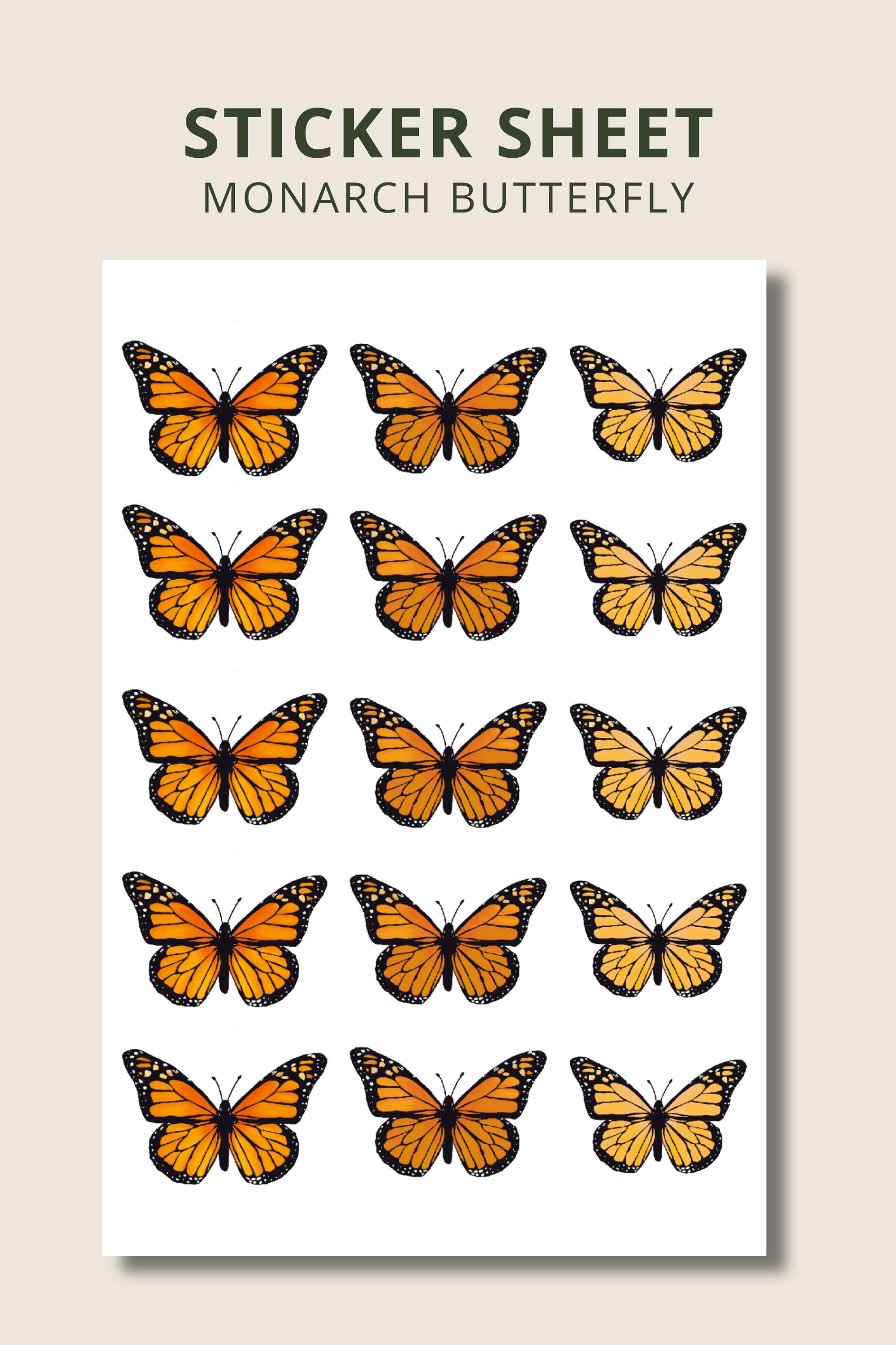 Realistic Monarch Butterfly Vinyl Sticker Sheet for Journals, Crafts ...