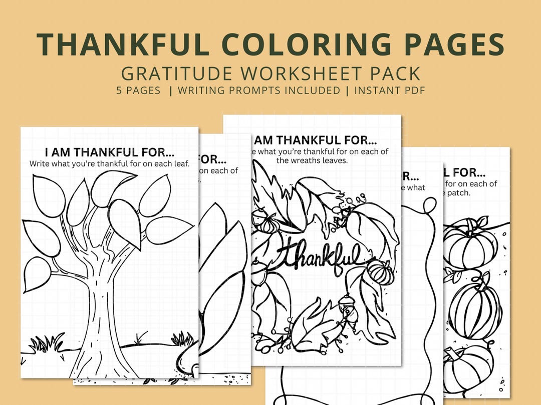 Kids Thanksgiving Gratitude Coloring Pages | Thankful Activity Pack ...