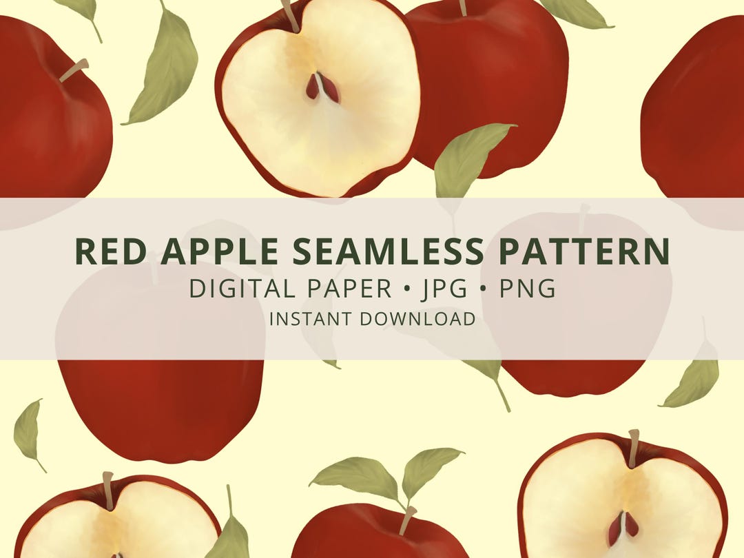 Apple Seamless Pattern Digital Paper | Red Fruit Printable for ...