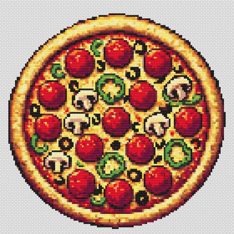 Retro Pepperoni Pizza Cross Stitch Pattern: Ghibli Food Art (PDF Pattern) - Etsy