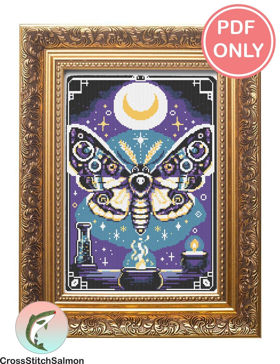 Witchy Moth Cross Stitch Pattern: Goth Beginner Design (PDF Pattern) - Etsy