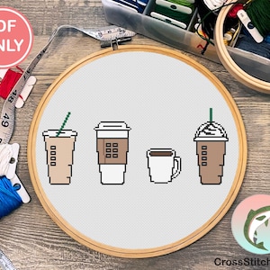 Easy Coffee Themed Cross Stitch Pattern for Beginners | Perfect for ...