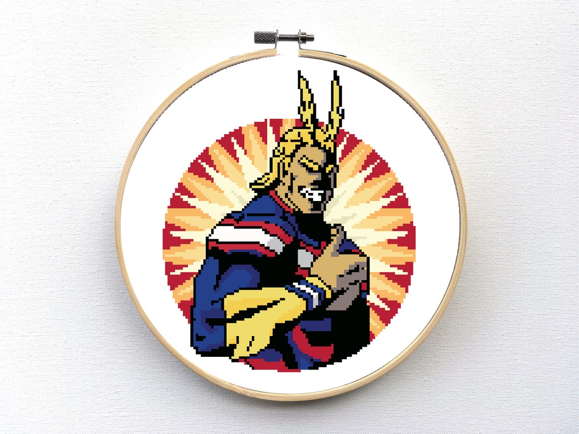 All Might Thumbs up - Cross Stitch Pattern - MEDIUM - Etsy