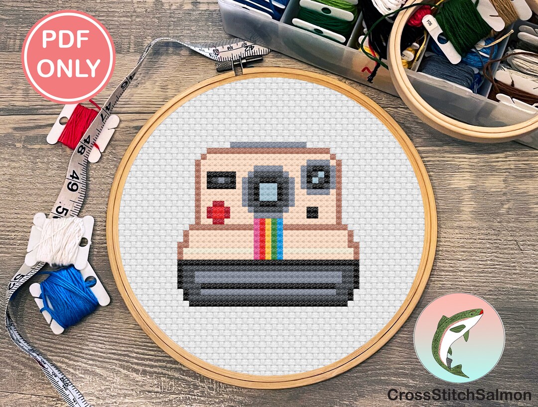 MINI Retro Polaroid Camera Cross Stitch Pattern | 80's | 2.5in X 2in ...