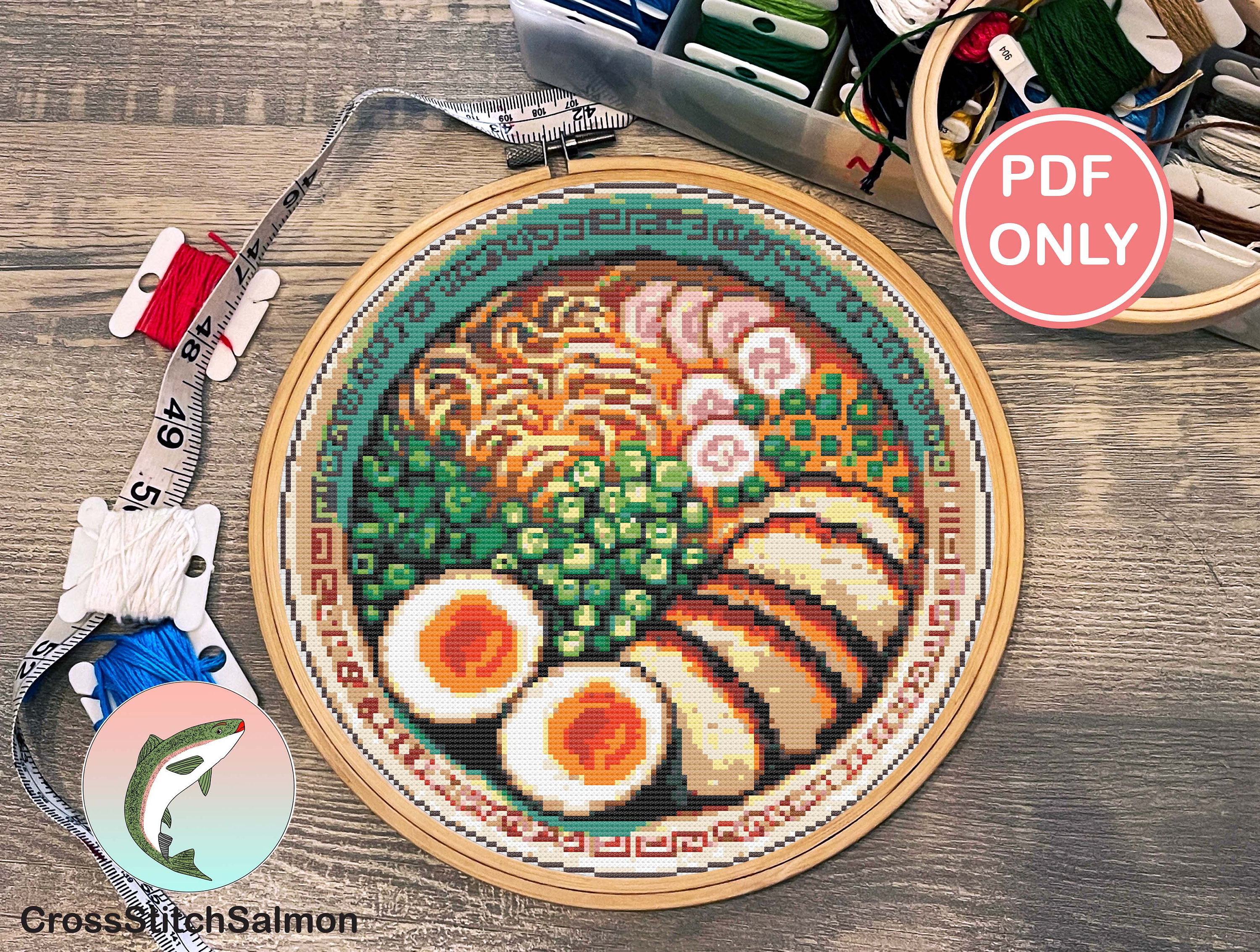 Ramen Japanese Cross Stitch Pattern | Studio Ghibli Style | Food | 21 ...