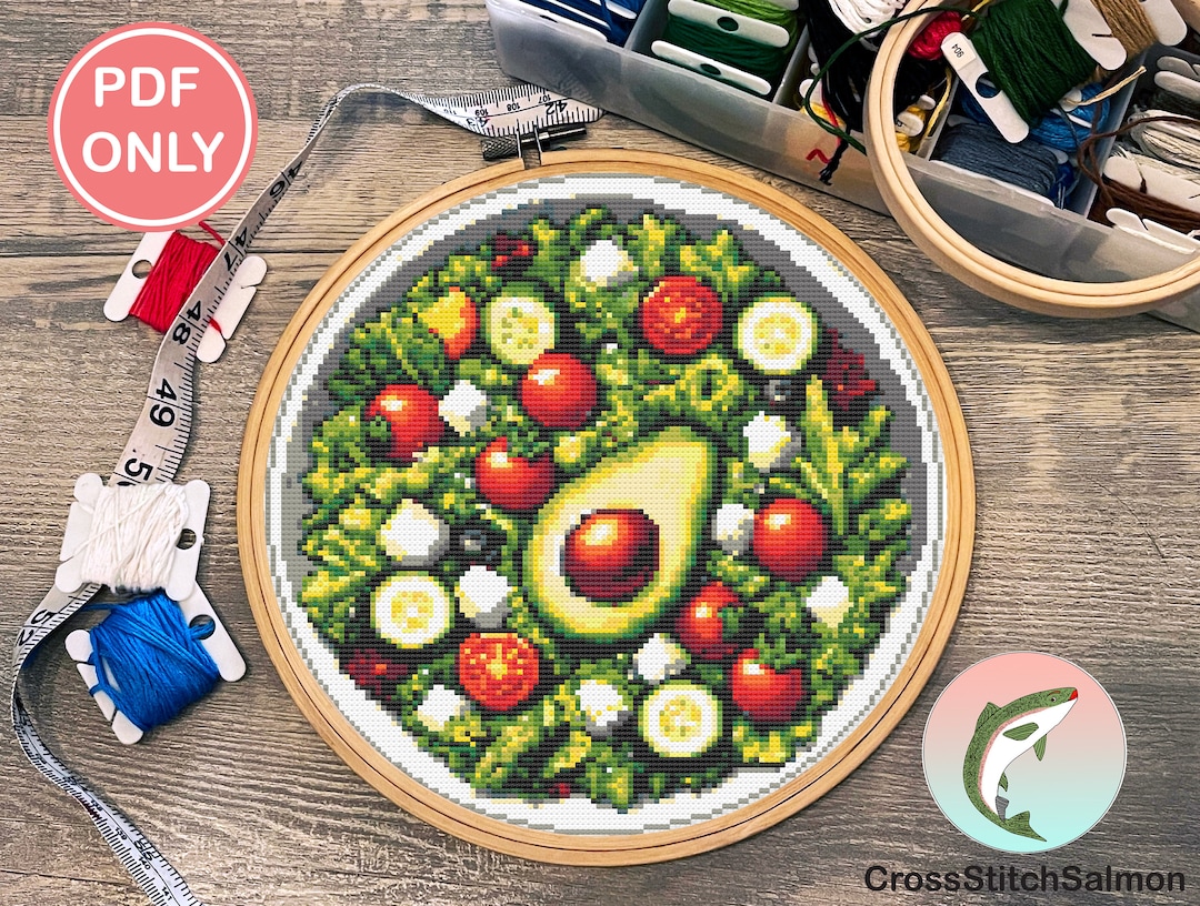 Salad Avocado Stitch Pattern | Studio Ghibli Style | Food | 27 DMC ...