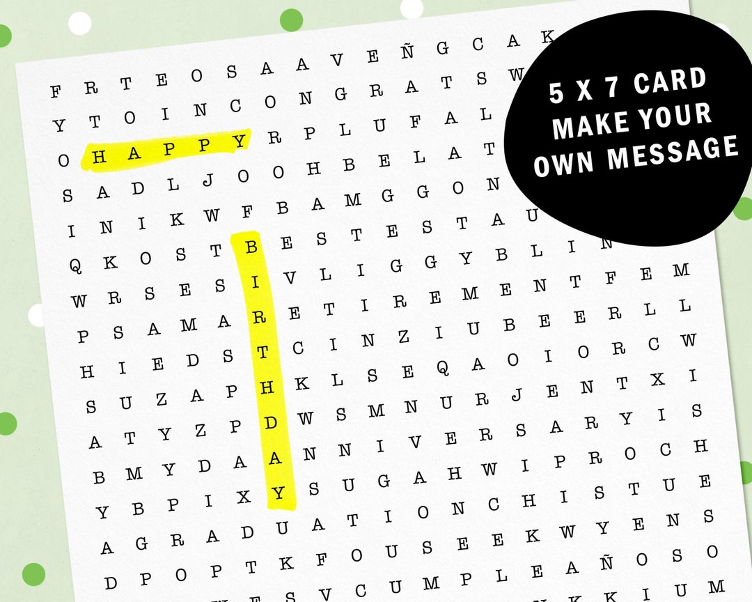 All Occasions Word Search Card – Happy Birthday New House Baby Job ...