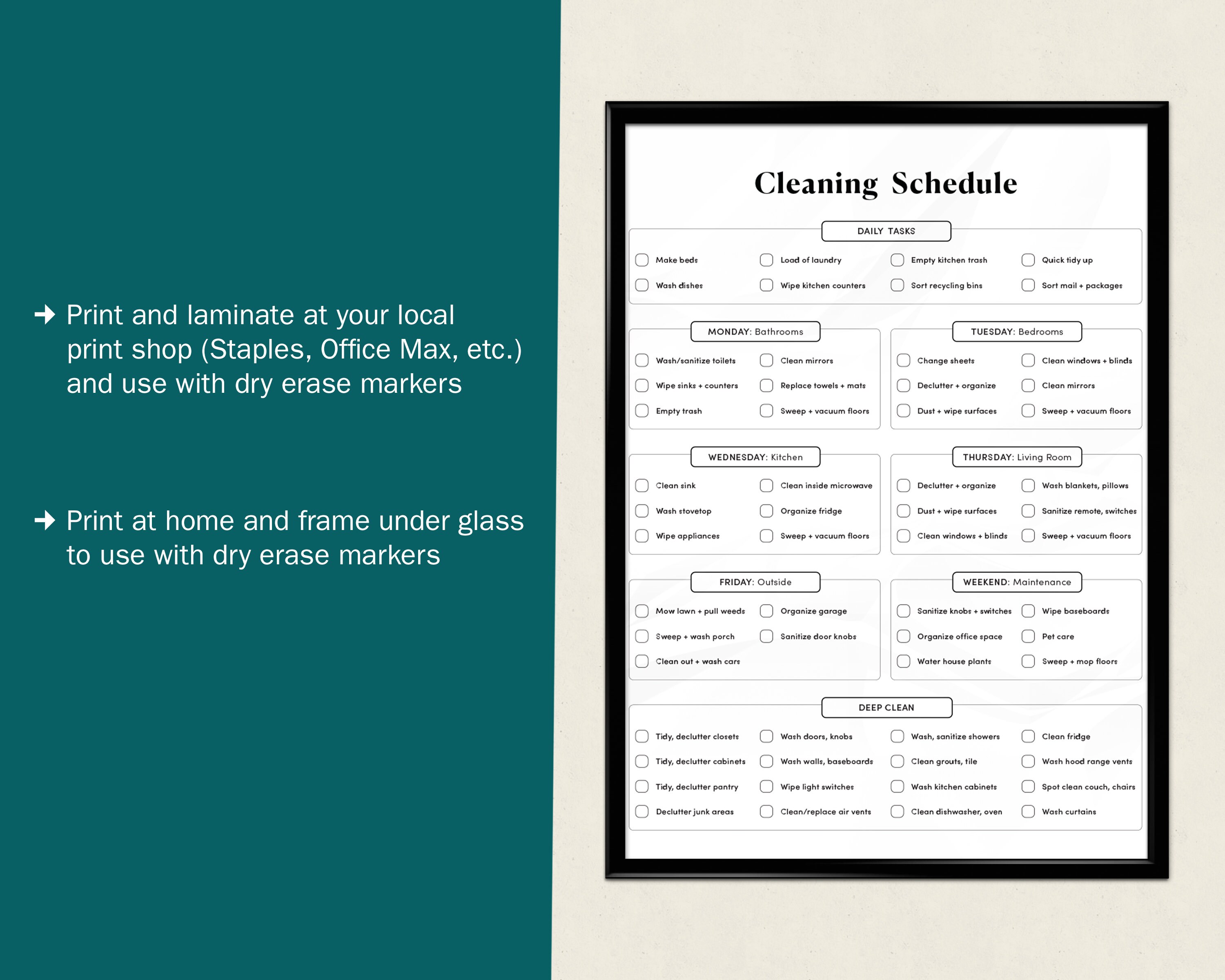 Printable Cleaning Schedule weekly Daily Monthly Deep - Etsy