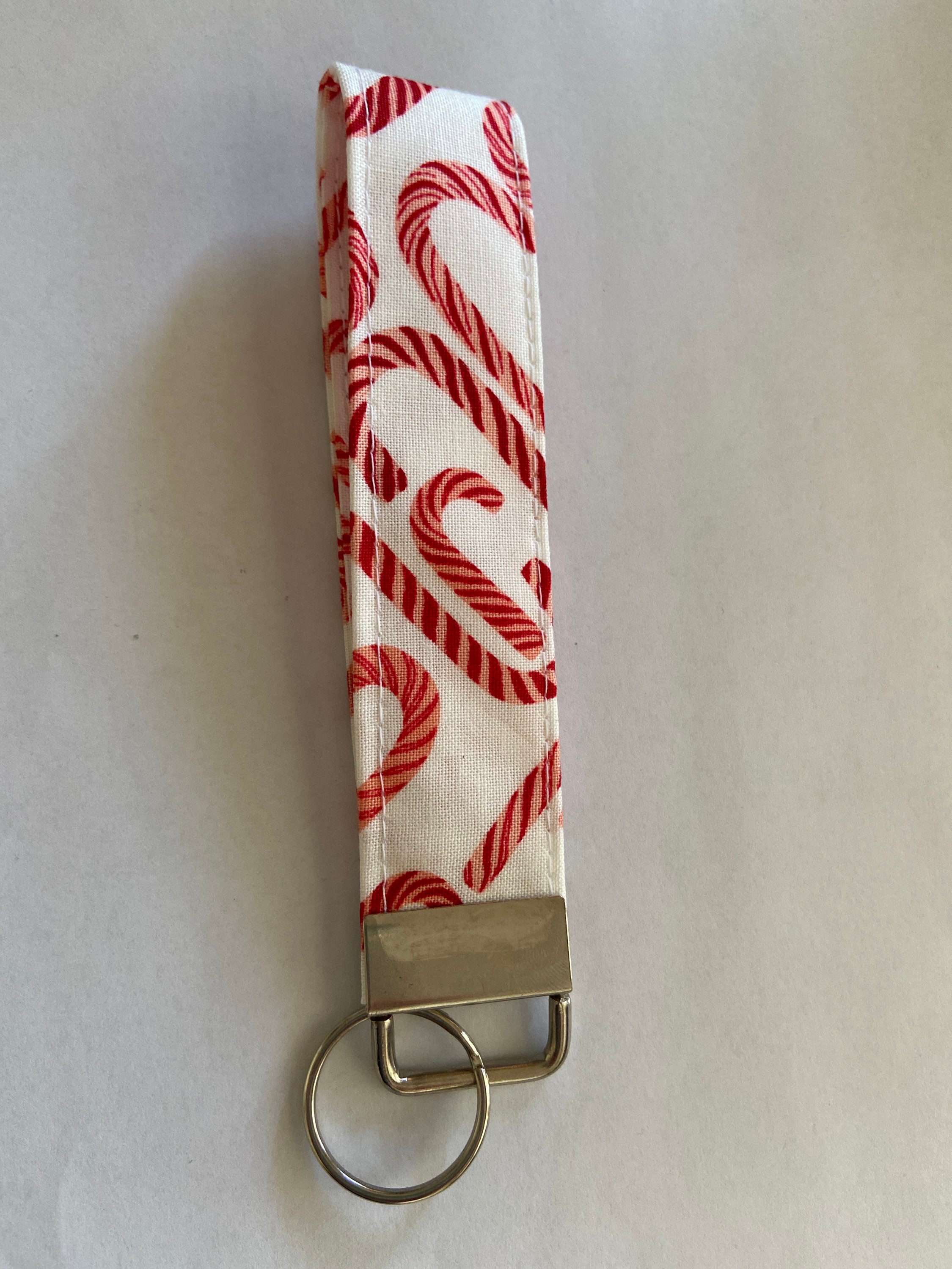 Candy Cane Christmas Key Fob Keychain Wristlet - Etsy UK
