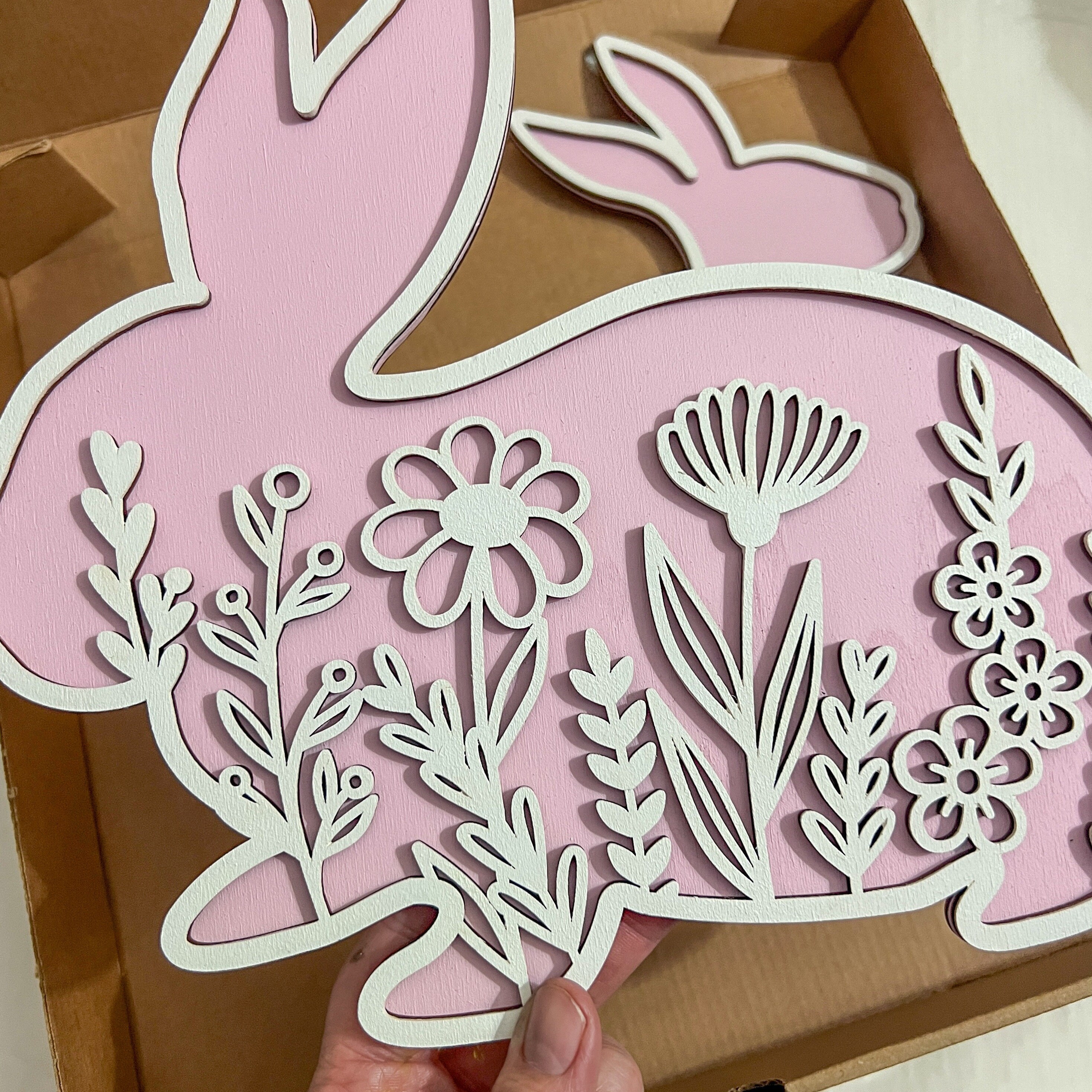 Wooden Bunnies - Wooden Rabbit - Woodland Bedroom Decor - Rabbit Theme ...