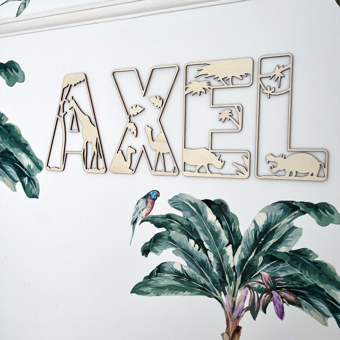 Safari Name Sign Animal Letters Personalised Name Sign - Etsy