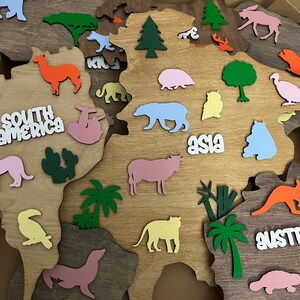 Wall Map- Safari Nursery Decor- Map Wall Art- Wooden Wall Map - Kids ...