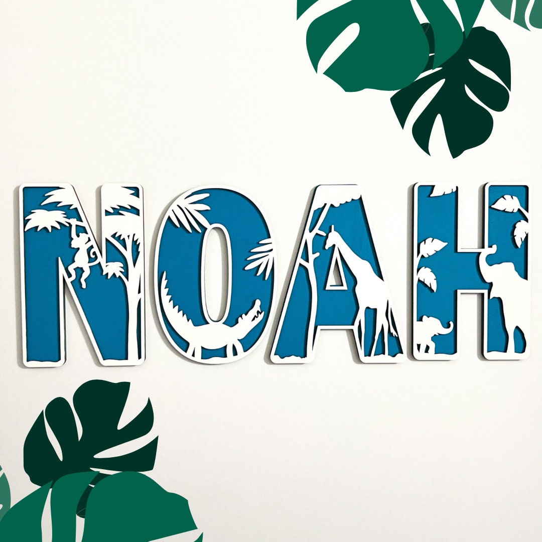 Safari Name Sign - Personalised Safari Sign - Wooden Name Sign - Custom ...