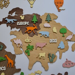 Wall Map- Safari Nursery Decor- Map Wall Art- Wooden Wall Map - Kids ...