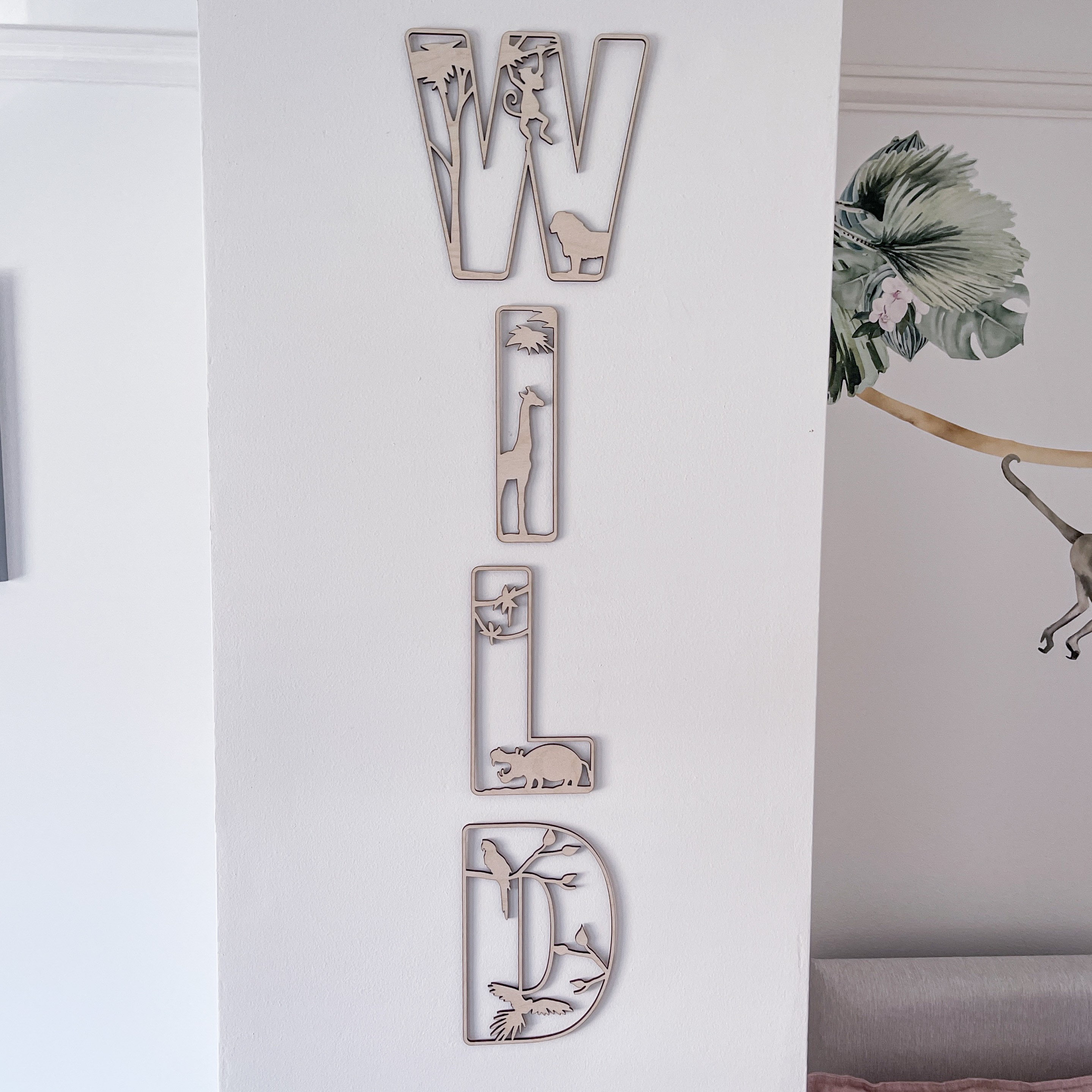 Wild Sign Nursery Decor Name Sign Safari Wall Art - Etsy