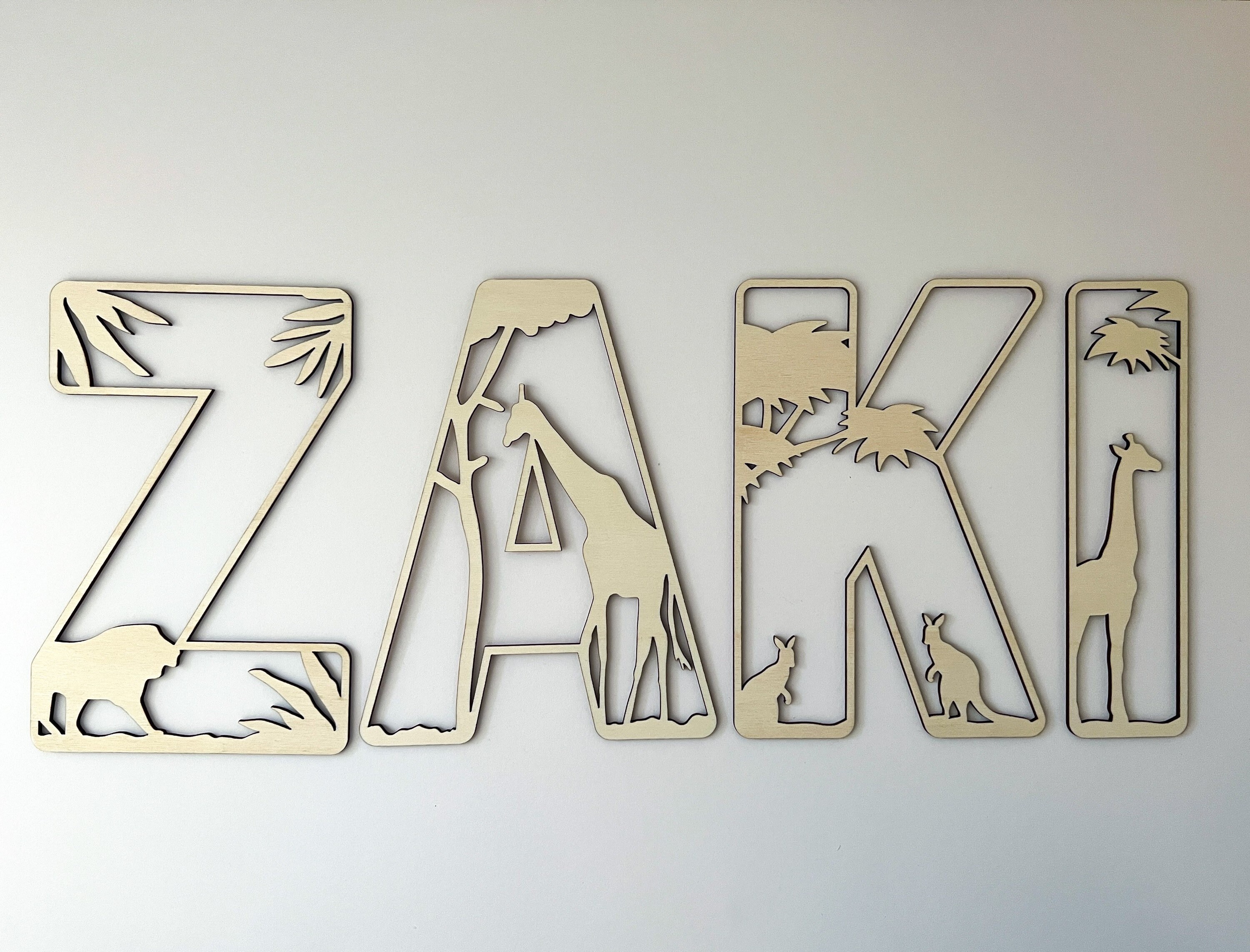 Safari Name Sign Animal Letters Personalised Name Sign - Etsy