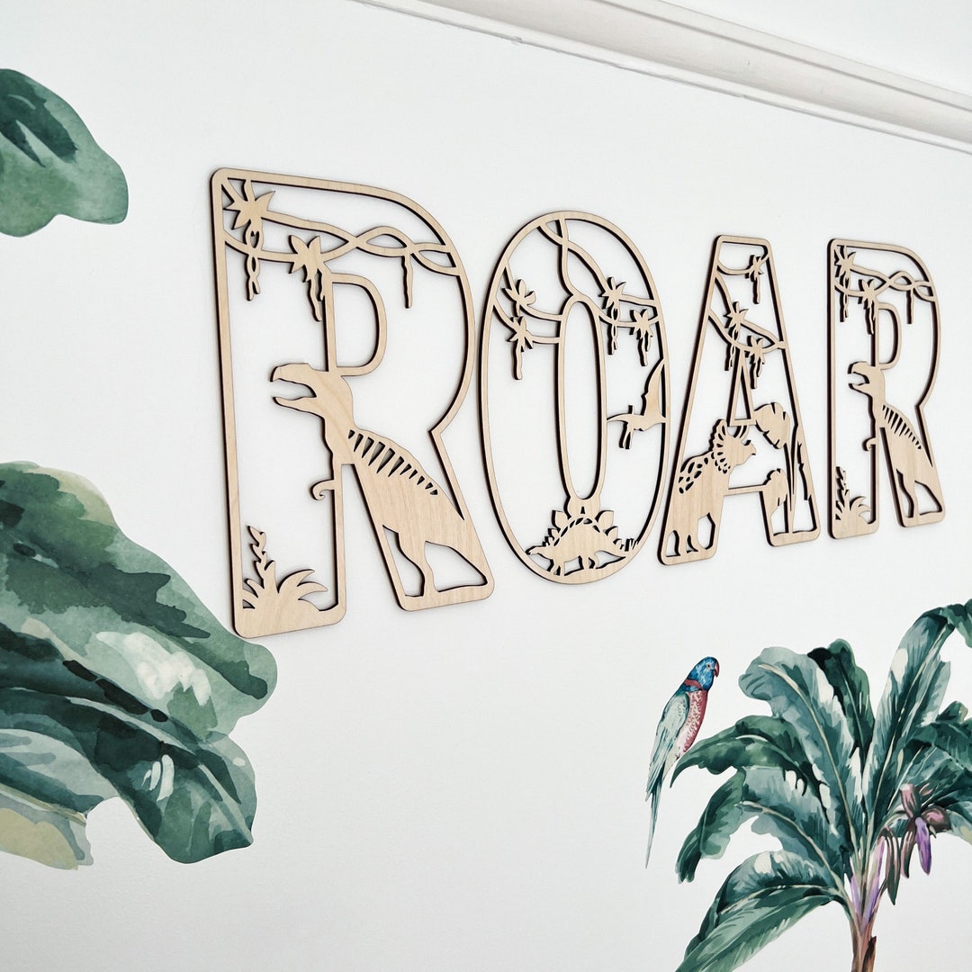 Roar Sign - Nursery Decor - Name Sign - Dinosaur Wall Art ...