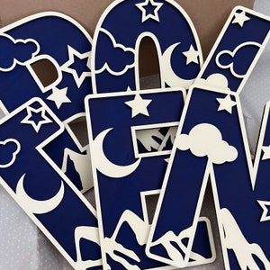 Moons and Mountains Name Sign - Nursery Letters - Personalised Name ...