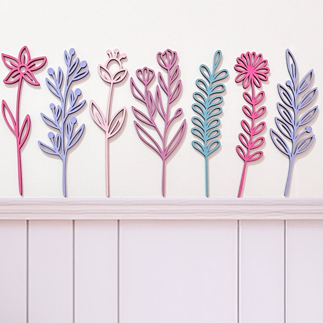Wooden Flowers - Boho Nursery - Flower Decor - Wildflower Bedroom Decor ...