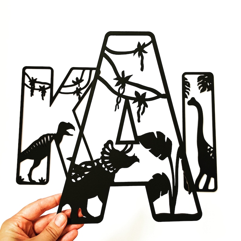 Dinosaur Name Sign - Wooden Dino Letters - Personalised Name Sign ...