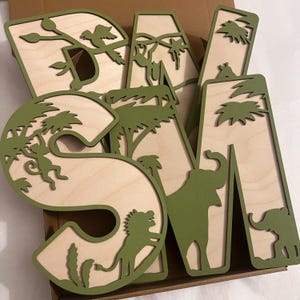 Safari Name Sign - Personalised Safari Sign - Wooden Name Sign - Custom ...