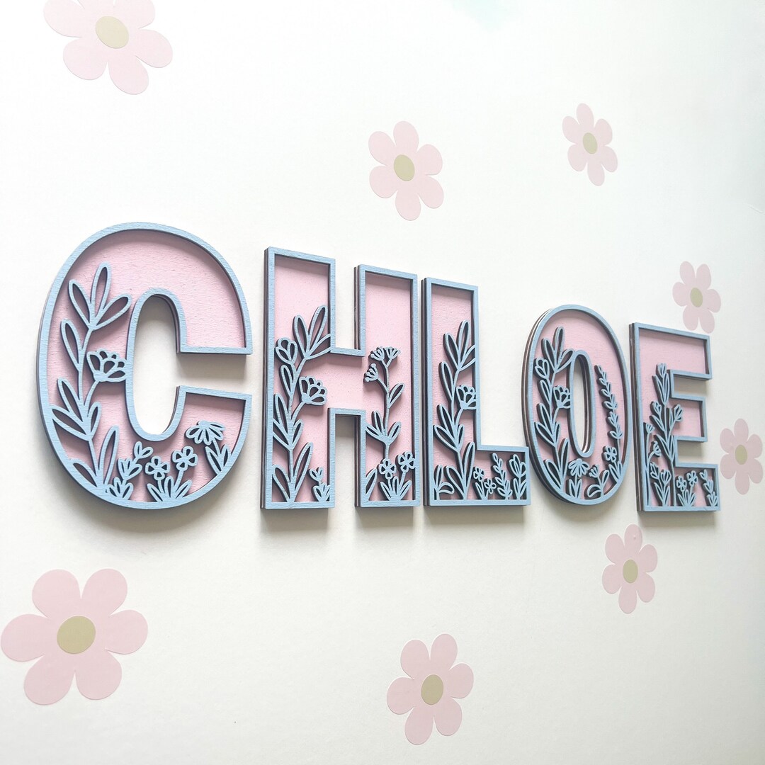 Wildflower Name Sign Floral Letter Personalised Name Sign Custom Name ...