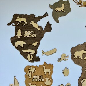 Wall Map- Safari Nursery Decor- Map Wall Art- Wooden Wall Map - Kids ...