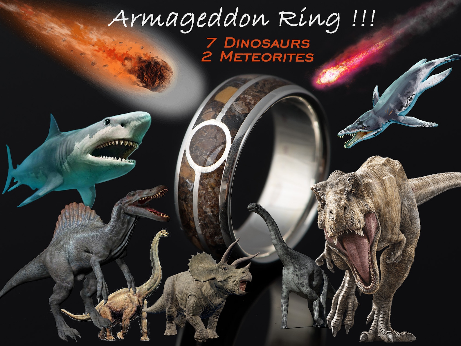 Meteorite Dinosaur Bone Ring Tyrannosaurus Rex Ring Fossil - Etsy